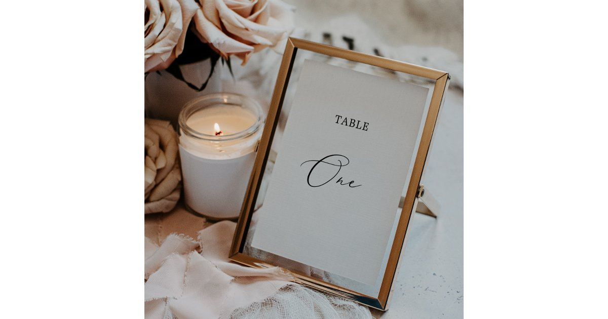 Delicate Black Calligraphy Table One Table Number | Zazzle