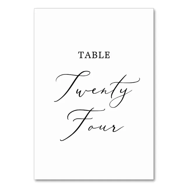 Delicate Black Calligraphy Table Twenty Four Table Number | Zazzle