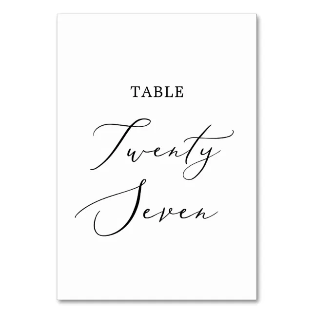 Delicate Black Calligraphy Table Twenty Seven Table Number | Zazzle