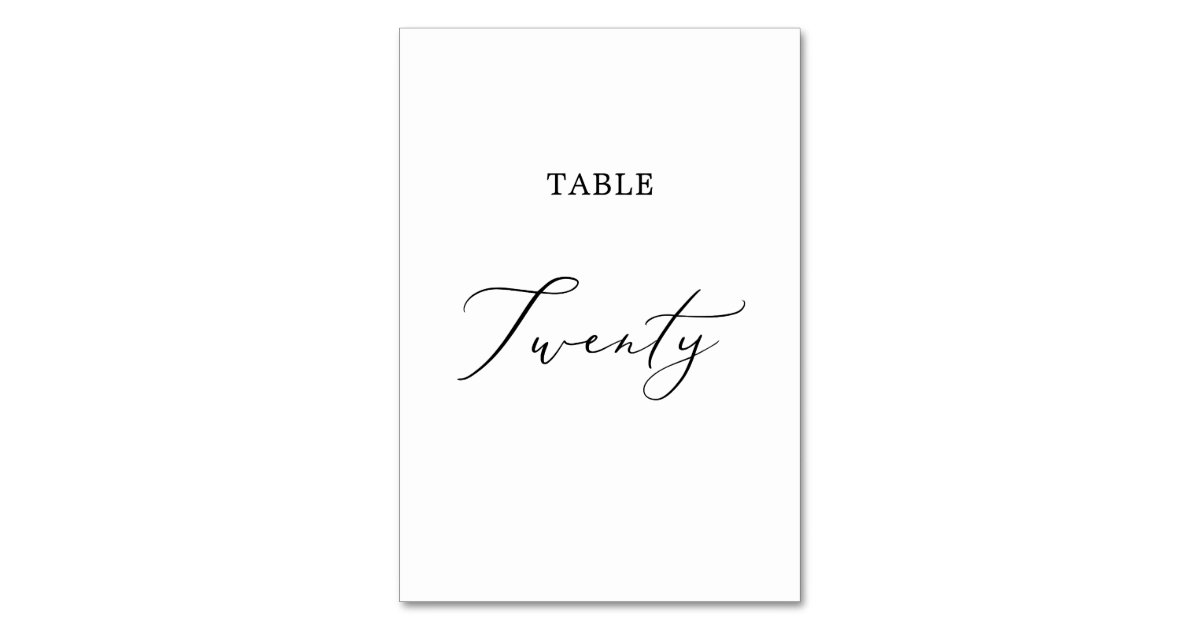 Delicate Black Calligraphy Table Twenty Table Number | Zazzle