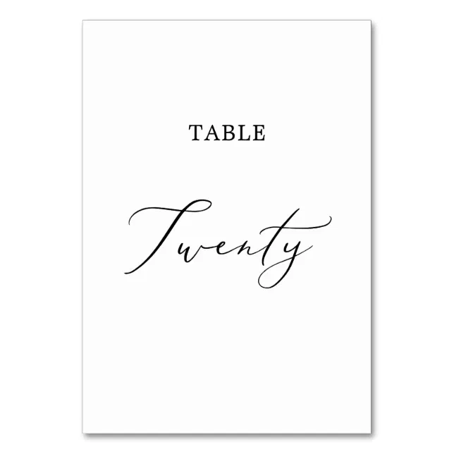 Delicate Black Calligraphy Table Twenty Table Number | Zazzle