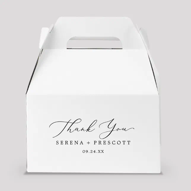 Delicate Black Calligraphy Thank You Favor Boxes | Zazzle