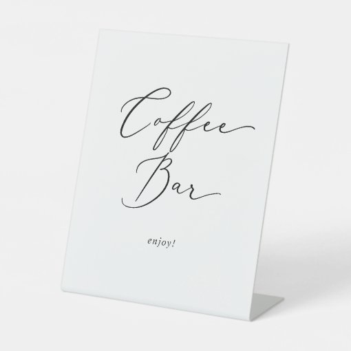 Delicate Black Calligraphy Wedding Coffee Bar Pedestal Sign | Zazzle