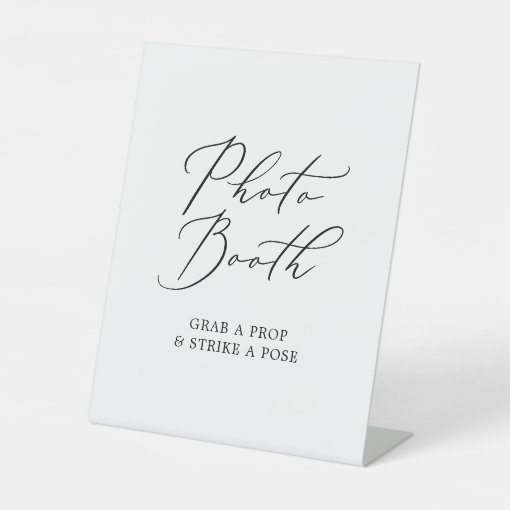 Delicate Black Calligraphy Wedding Photo Booth Pedestal Sign | Zazzle