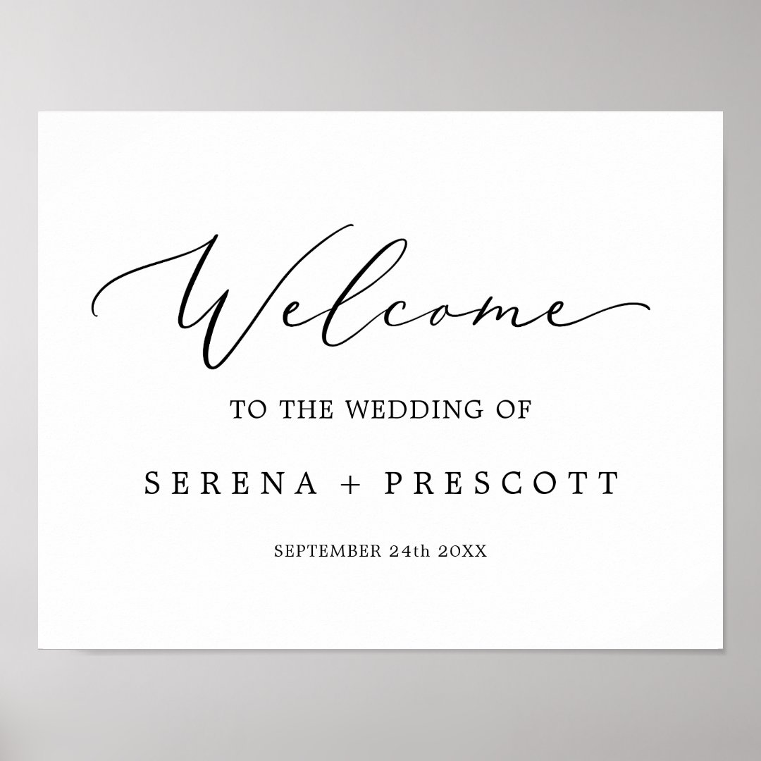Delicate Black Calligraphy Wedding Welcome Poster | Zazzle