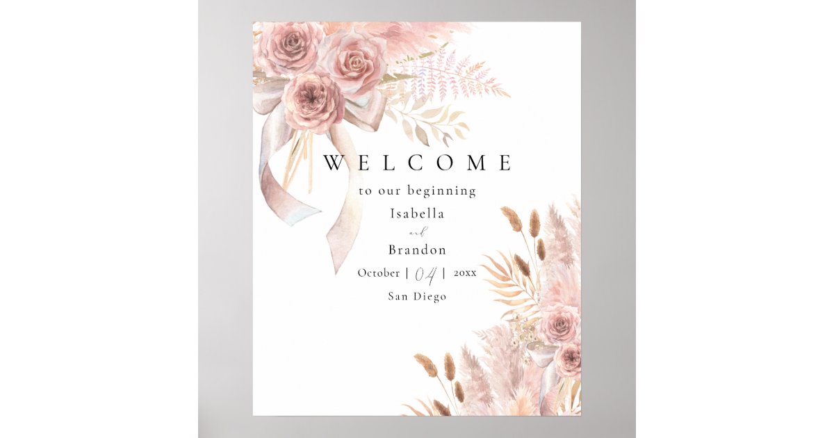 Delicate Bohemian Pink Floral Poster | Zazzle