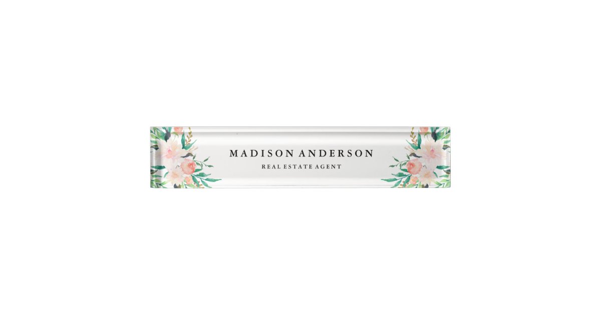 Delicate Bouquet Desk Name Plate | Zazzle