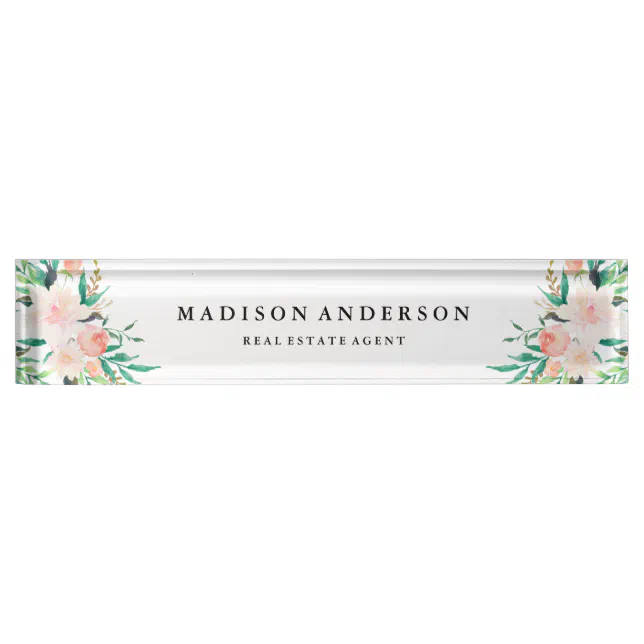 Delicate Bouquet Desk Name Plate | Zazzle