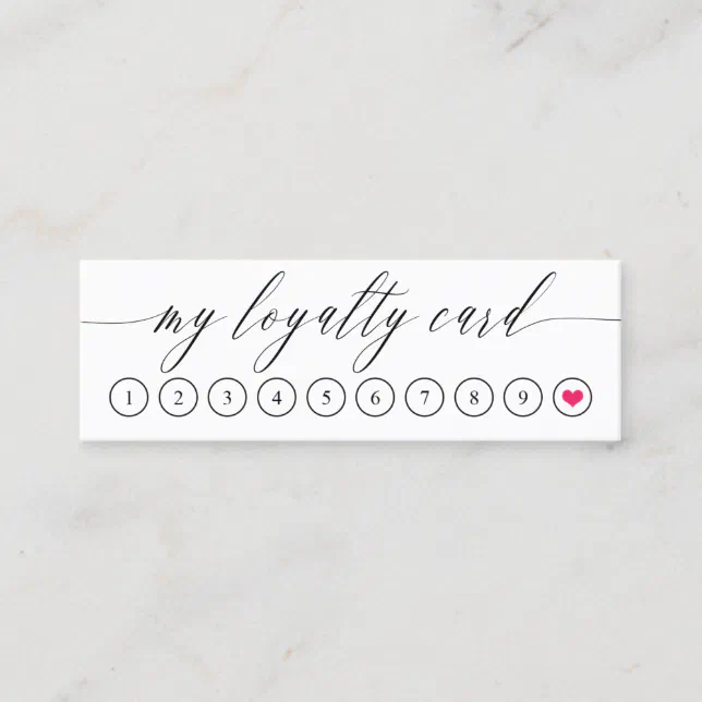 Delicate Calligraphy Pink Heart Loyalty Card | Zazzle