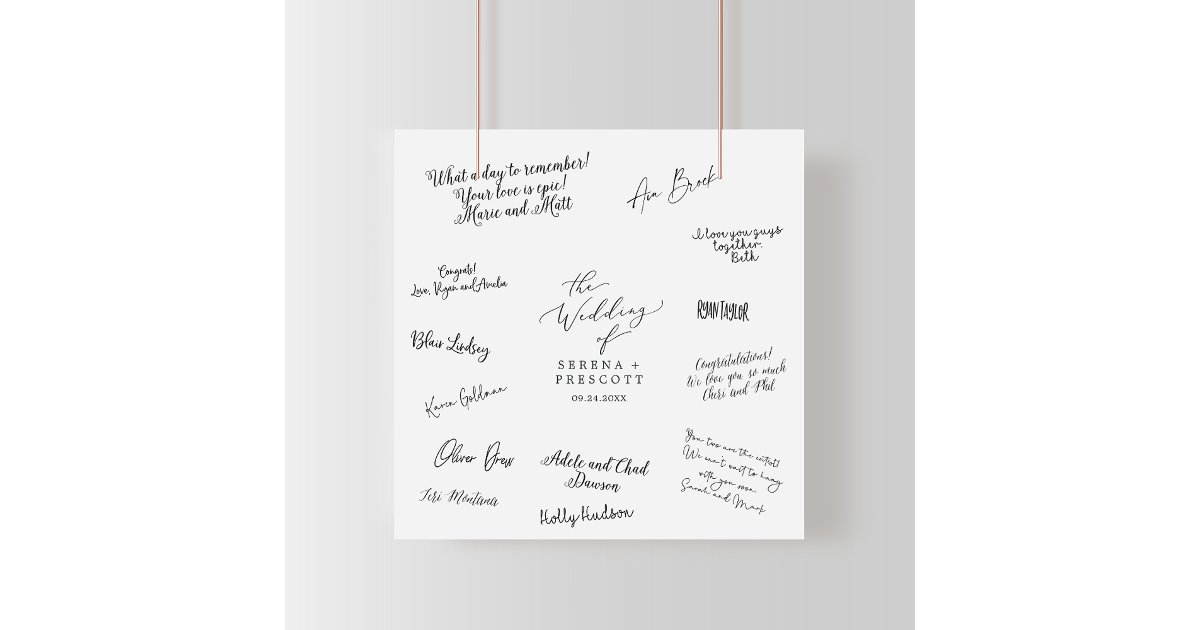 Delicate Calligraphy Wedding Guest Signing Poster | Zazzle