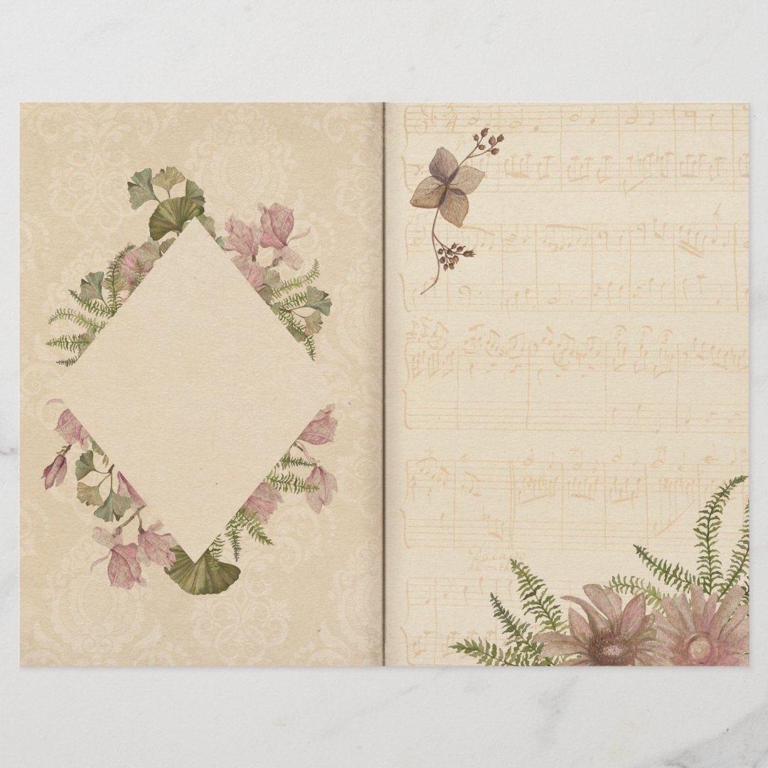 Delicate Cream Floral Journal Scrapbook Paper | Zazzle