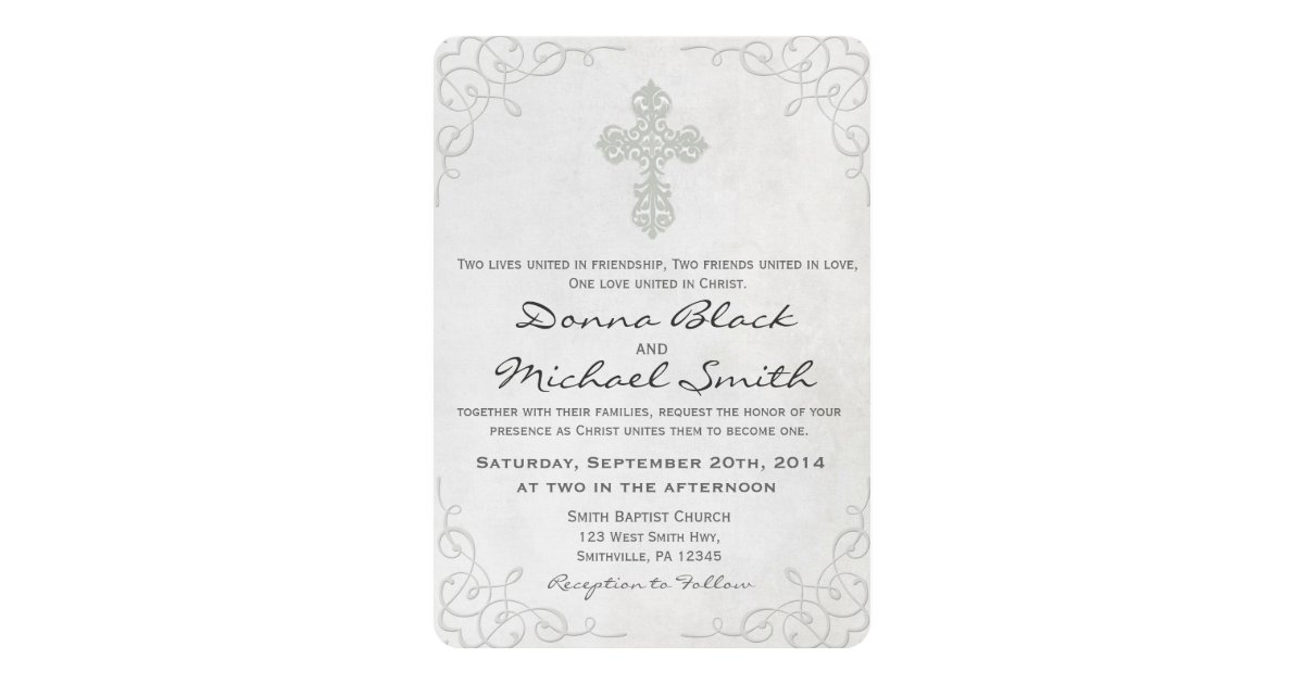 Delicate Cross Religious Wedding Invitations | Zazzle.com