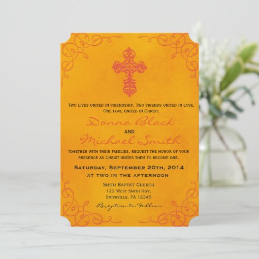 Delicate Cross Religious Wedding Invitations | Zazzle