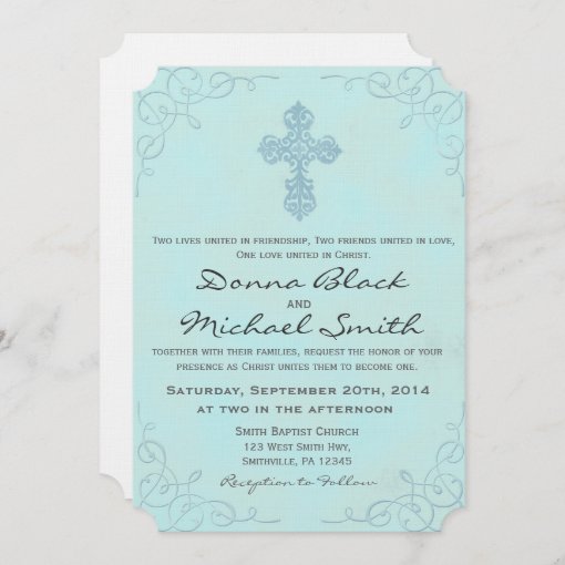 Delicate Cross Religious Wedding Invitations | Zazzle