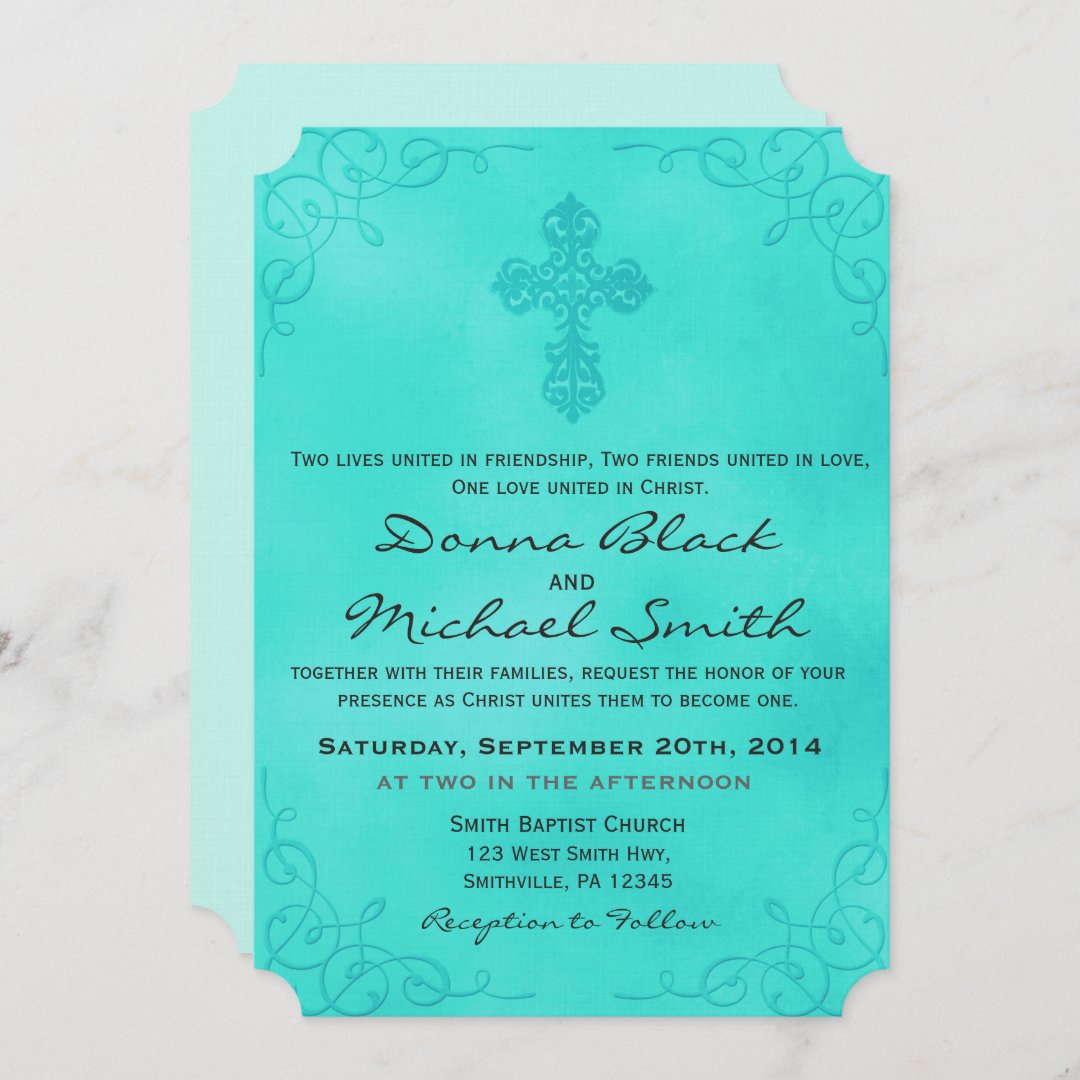 Delicate Cross Religious Wedding Invitations | Zazzle