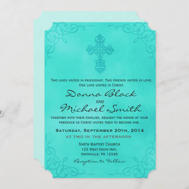 Delicate Cross Religious Wedding Invitations | Zazzle