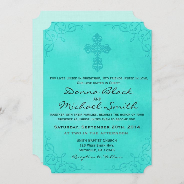 Delicate Cross Religious Wedding Invitations | Zazzle