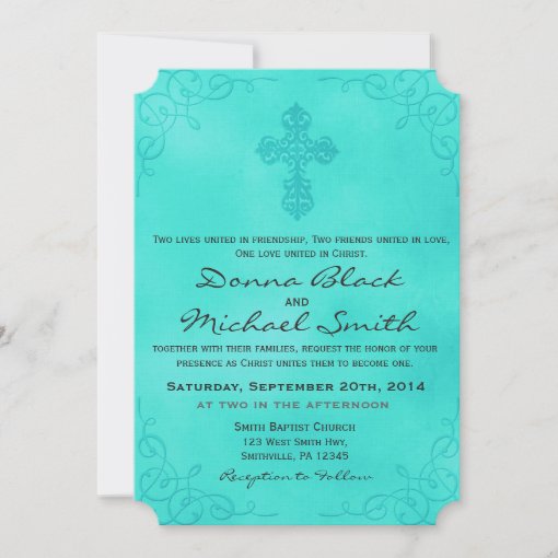Delicate Cross Religious Wedding Invitations | Zazzle