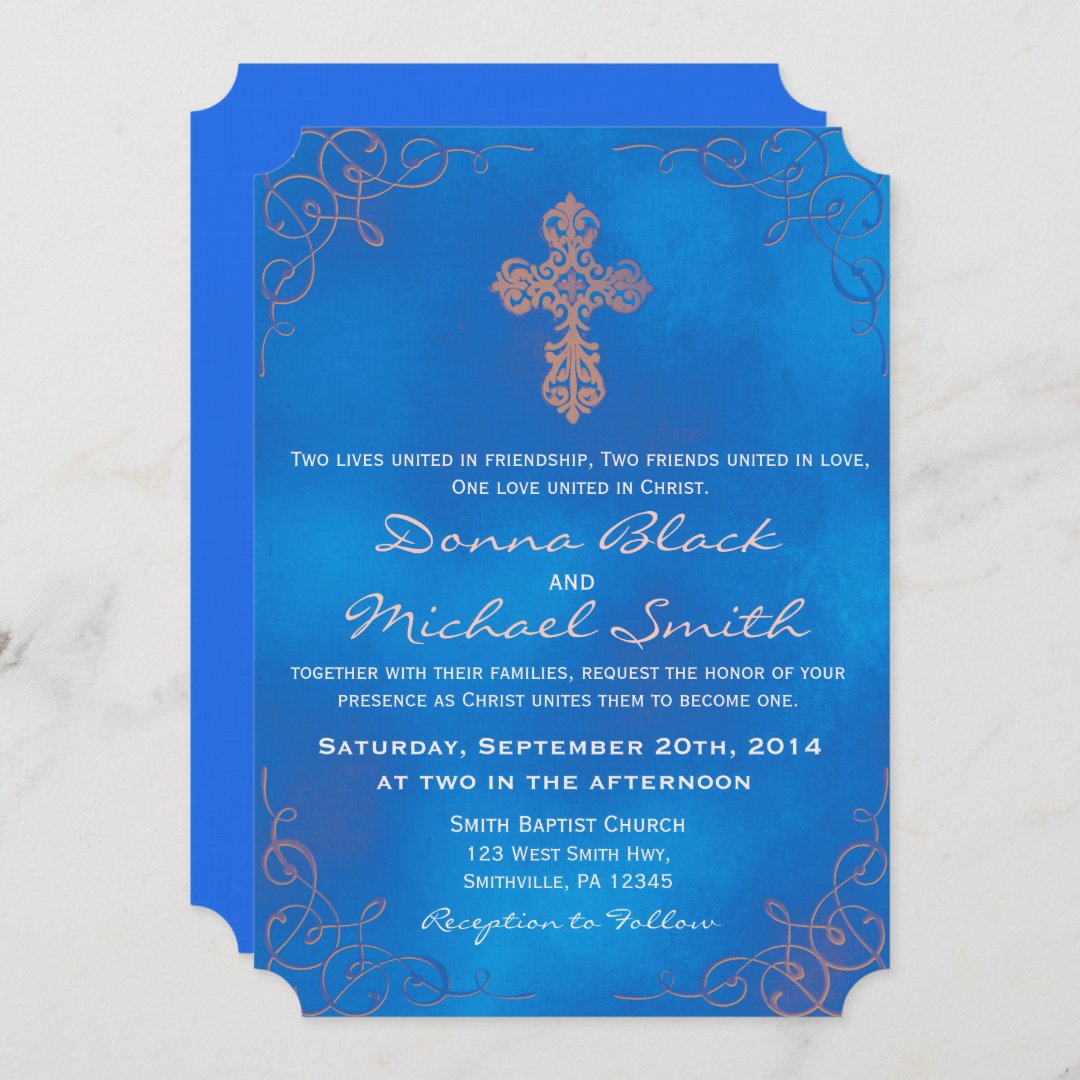 Delicate Cross Religious Wedding Invitations | Zazzle