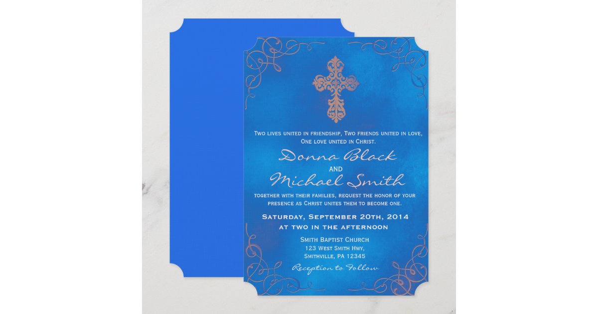 Delicate Cross Religious Wedding Invitations | Zazzle