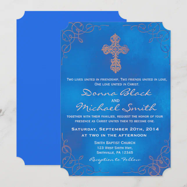 Delicate Cross Religious Wedding Invitations | Zazzle