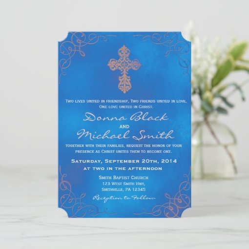 Delicate Cross Religious Wedding Invitations | Zazzle