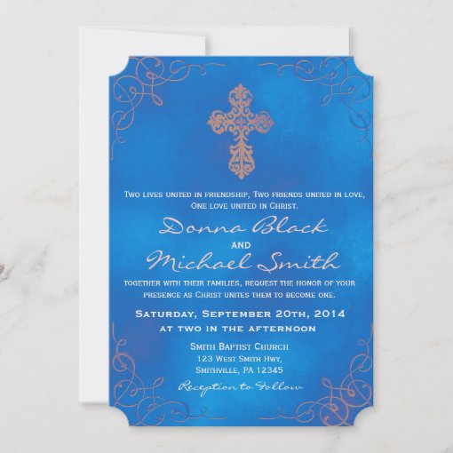 Delicate Cross Religious Wedding Invitations | Zazzle