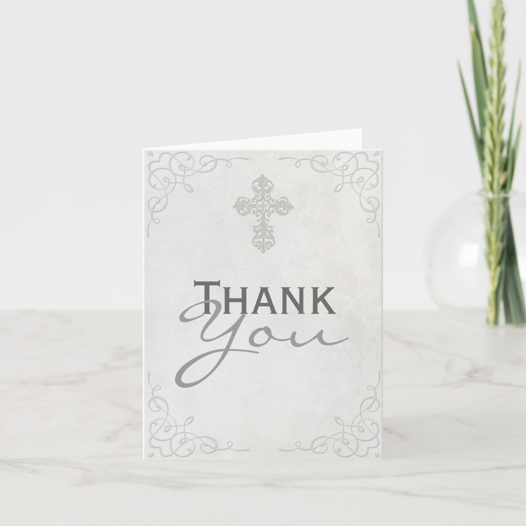 Delicate Cross Thank You Card | Zazzle