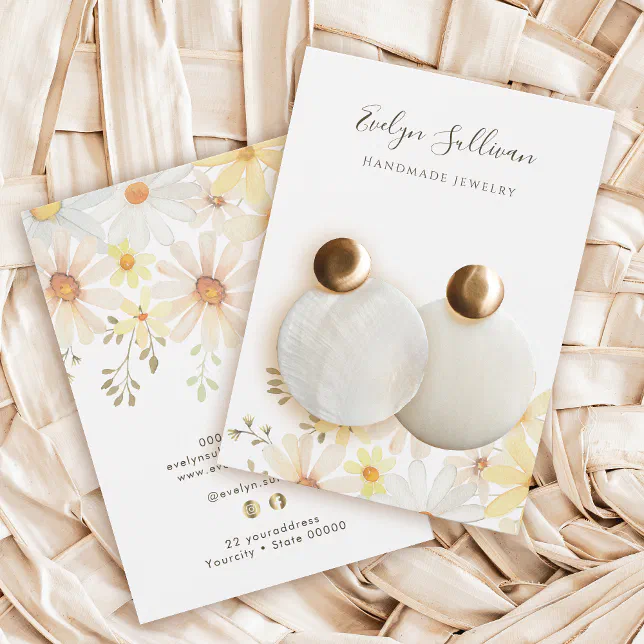 Delicate daisies earring display card | Zazzle