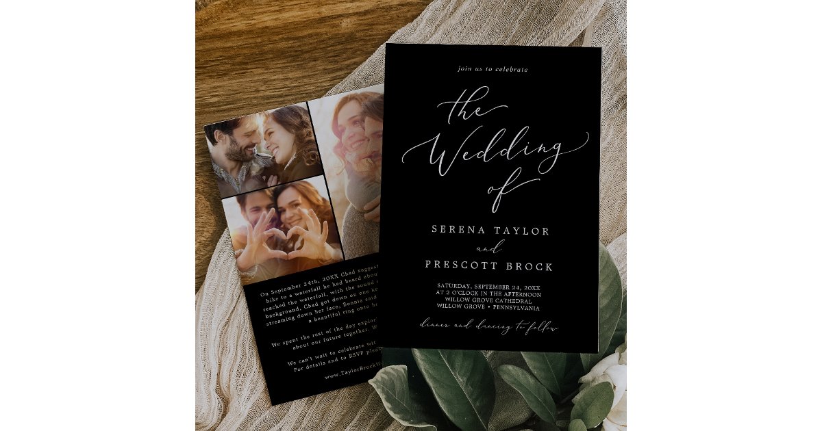 Delicate Dark Black Proposal Story Wedding Invitation | Zazzle