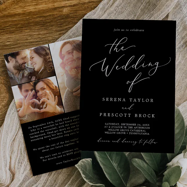 Delicate Dark Black Proposal Story Wedding Invitation | Zazzle