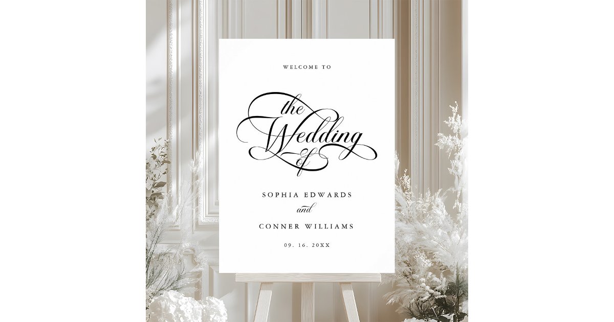 Delicate Elegant Script Wedding Welcome Sign | Zazzle