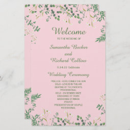 Delicate Floral Border Wedding Program | Zazzle