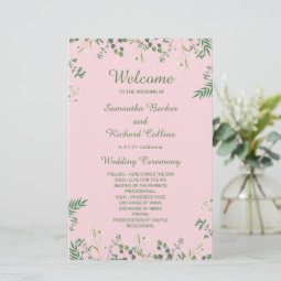 Delicate Floral Border Wedding Program | Zazzle