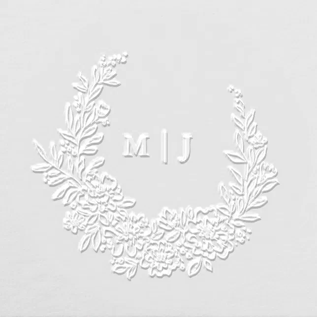 Delicate Flower Wreath Initials Embosser | Zazzle