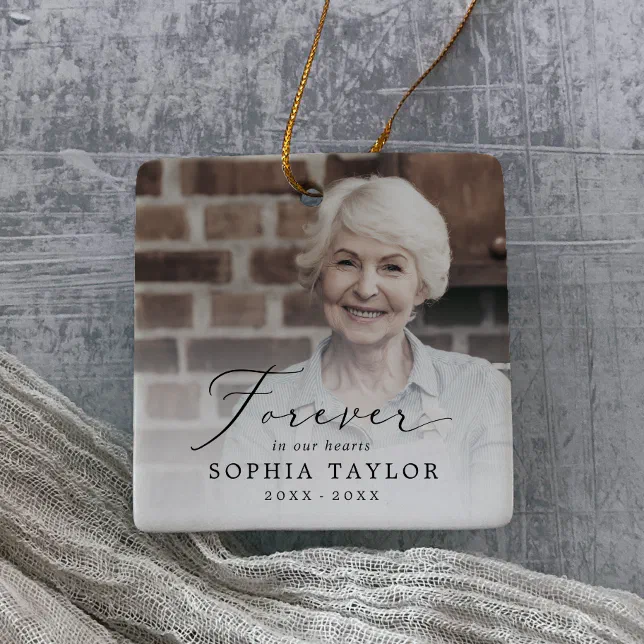 Delicate Forever In Our Heart Grandma Memorial Ceramic Ornament Zazzle