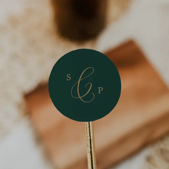 Delicate Gold and Green Monogram Envelope Seals | Zazzle