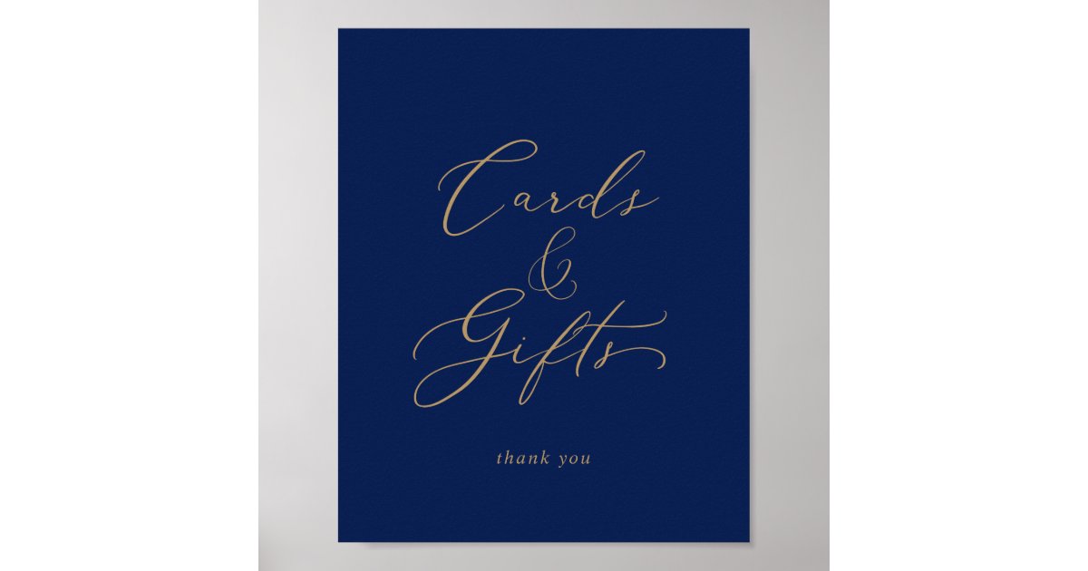 Delicate Gold and Navy Cards and Gifts Sign | Zazzle