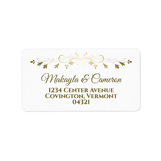 Delicate Gold Border Elegant Wedding Address Label | Zazzle.com