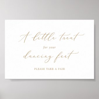 Delicate Gold Calligraphy Dancing Feet Poster | Zazzle
