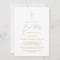 Delicate Gold Calligraphy First Holy Communion Invitation | Zazzle
