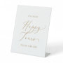 Delicate Gold Calligraphy Happy Tears Tissue Pedestal Sign | Zazzle
