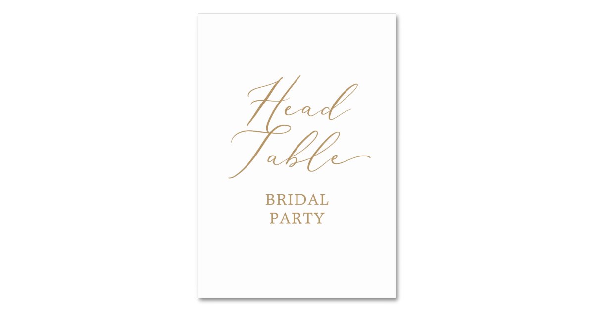 Delicate Gold Calligraphy Head Table Table Number | Zazzle