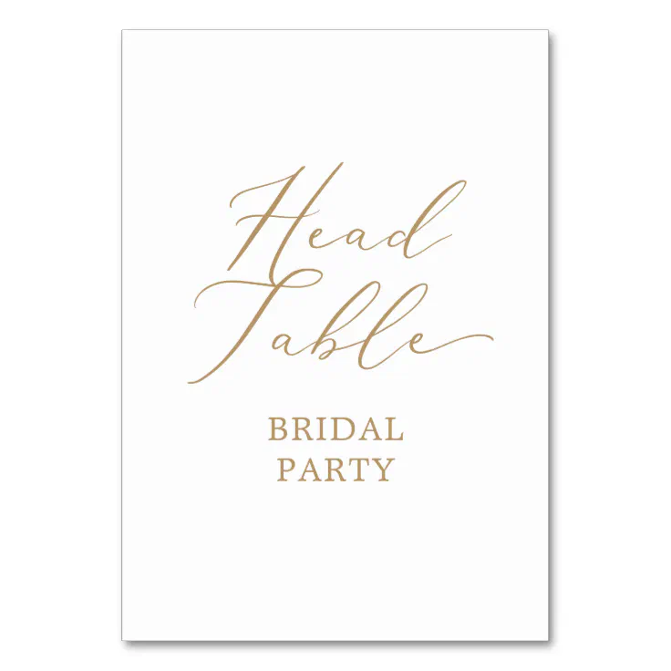 Delicate Gold Calligraphy Head Table Table Number | Zazzle