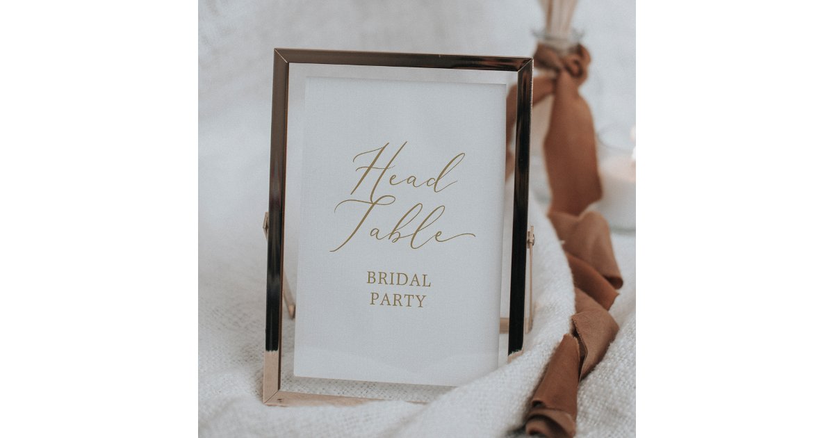 Delicate Gold Calligraphy Head Table Table Number | Zazzle