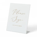 Delicate Gold Calligraphy Please Sign Sign | Zazzle