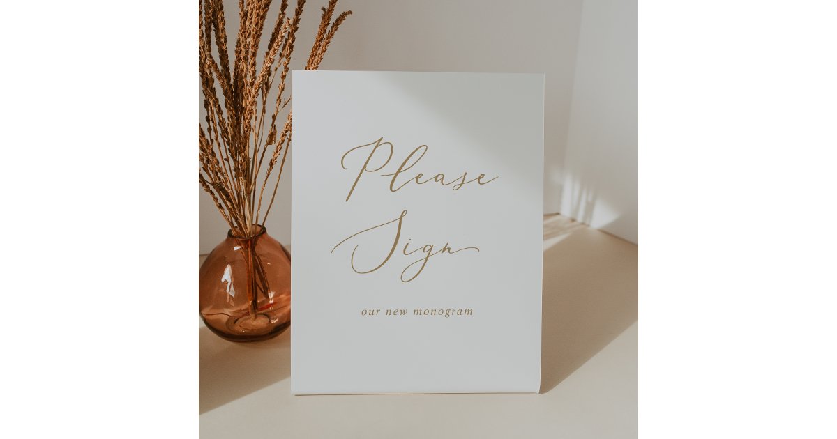 Delicate Gold Calligraphy Please Sign Sign | Zazzle