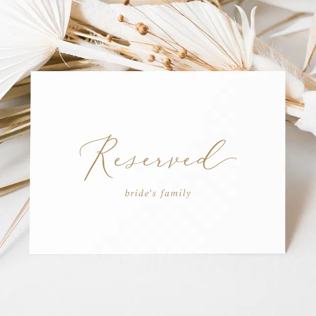 Delicate Gold Calligraphy Reserved Sign | Zazzle