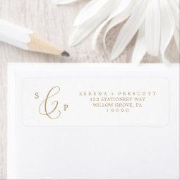 Delicate Gold Calligraphy Return Address Label | Zazzle