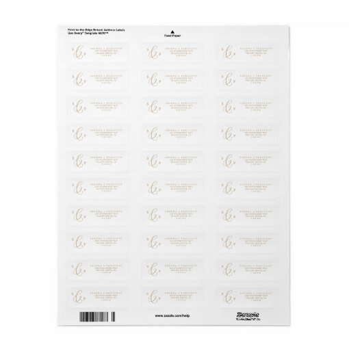 Delicate Gold Calligraphy Return Address Label | Zazzle